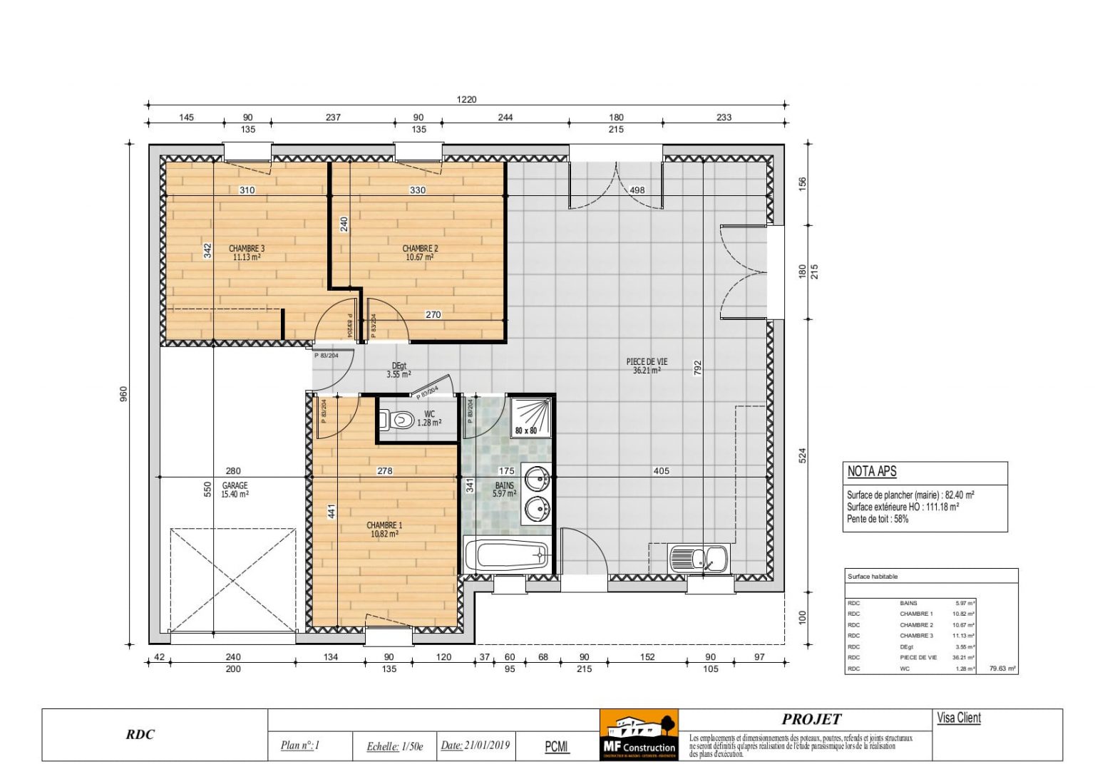 Plan Maison 80m2 Plain Pied - Nantes (44) - MF Construction