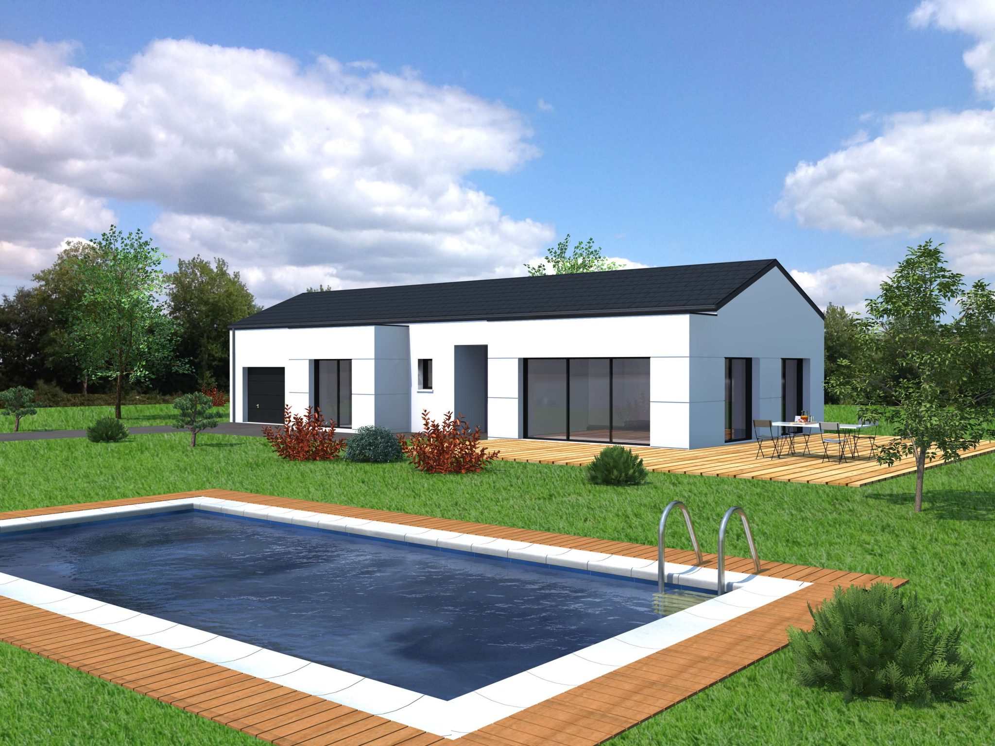 Plan Maison 140m2 - Plain Pied - Nantes (44) - MF Construction