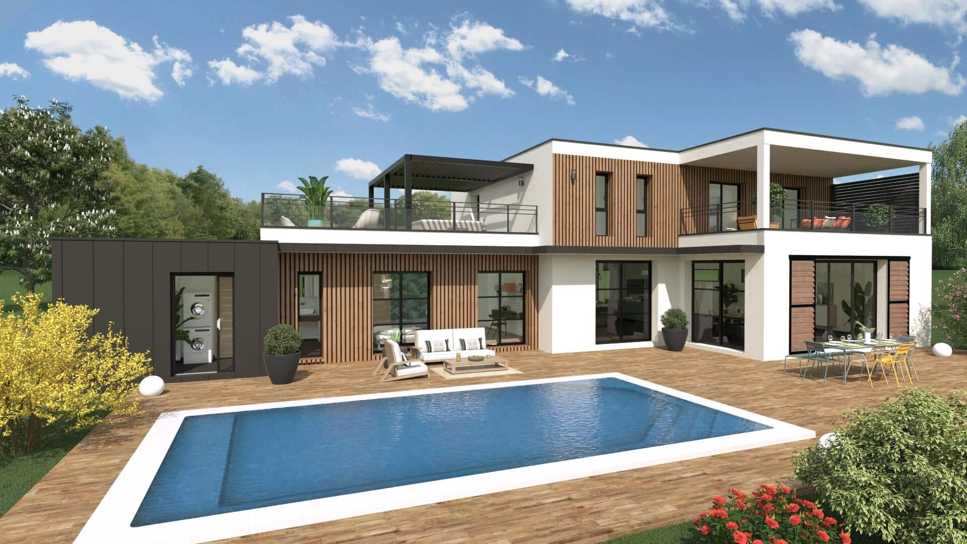 Maison haut de gamme cubique - Nantes - MF-Construction